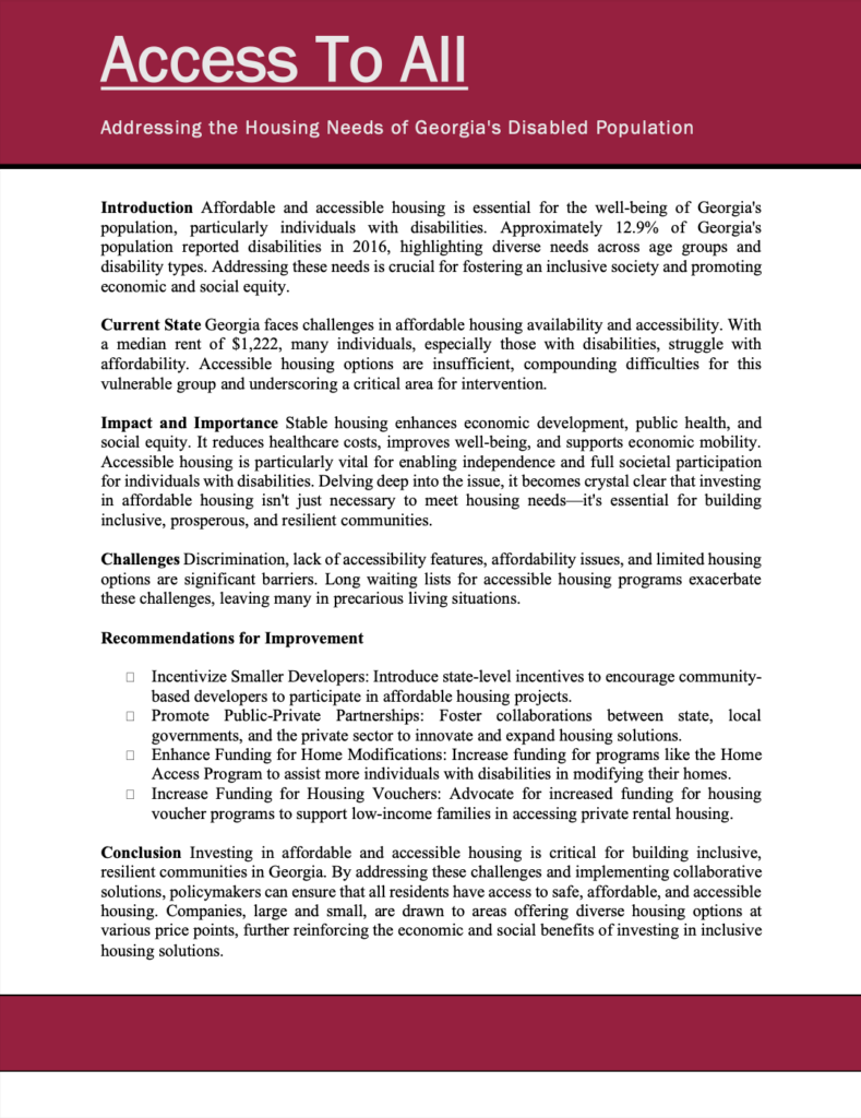 Access to All: Housing Report for Georgian’s with Disabilities ...